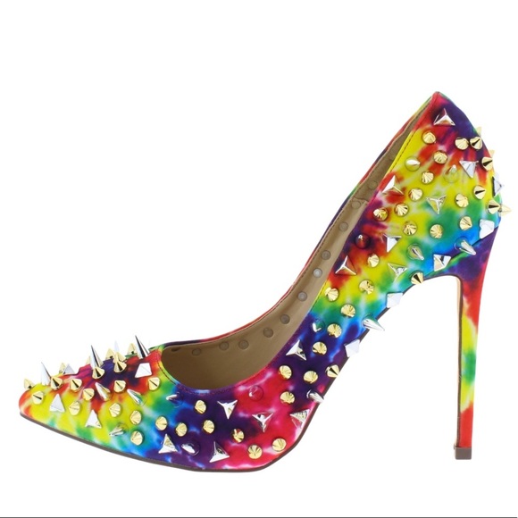Shoes | Gold Spike Rainbow Tye Dye High Heel Pumps | Poshmark